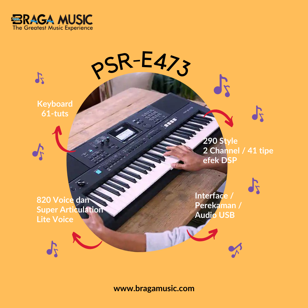 Promo [braga Music] Keyboard Yamaha Psr-e473 Diskon 8% Di Seller Braga Musik Official Store ...