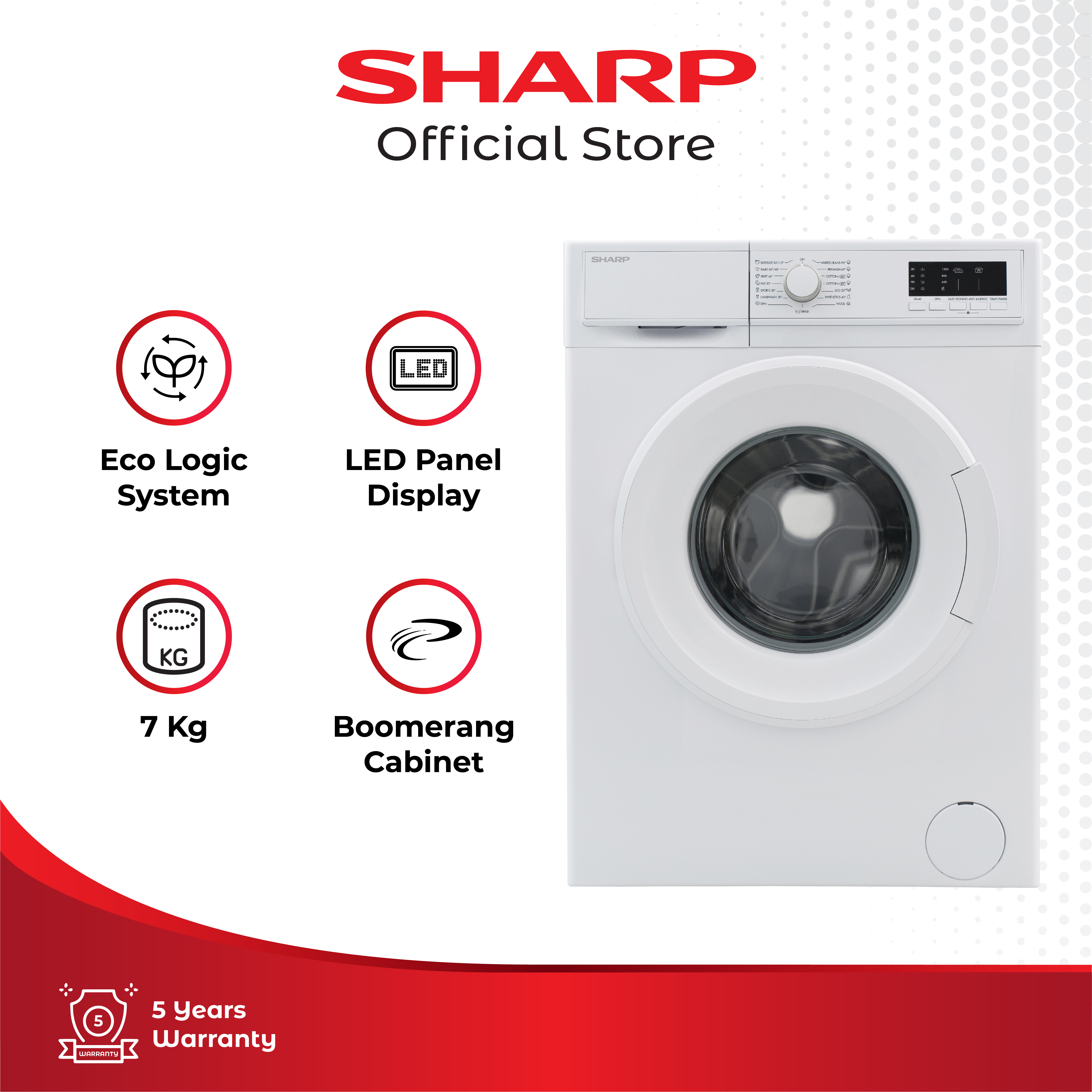 Promo Sharp Es-fl1072b Mesin Cuci Front Loading Boomerang Series [7 Kg ...
