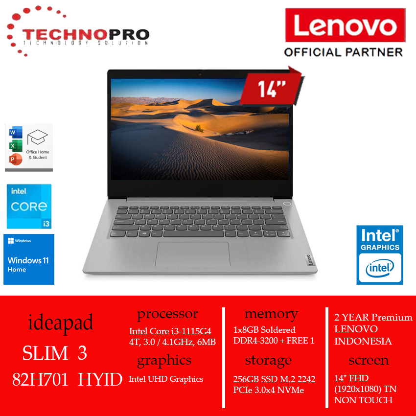 Jual Lenovo Ideapad 3 14itl6 Hyid J0id || Core I3-1115g4 8gb 256gb Ssd ...