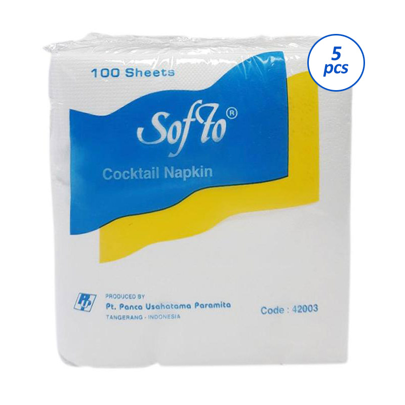 Promo Softo Cocktail Napkin Tissue [100 sheets / 5 pcs] Diskon 11% di ...