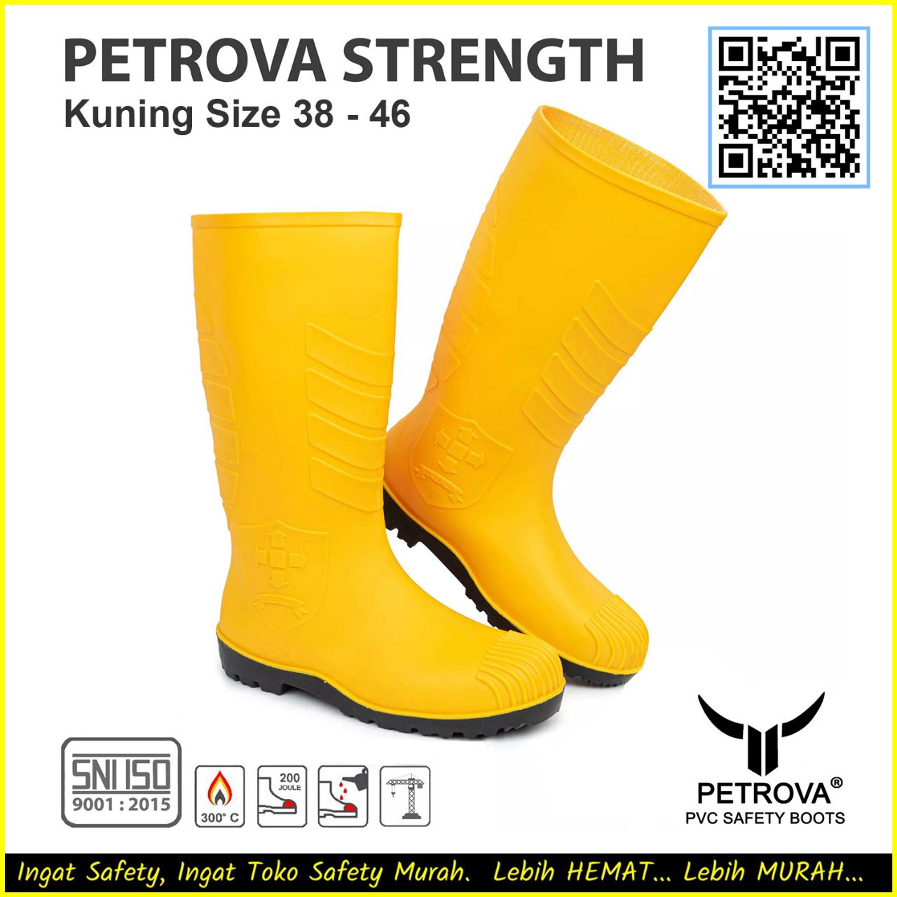 Jual Sepatu Boot SNI Karet PVC Rubber Safety boots STRENGTH PETROVA ...