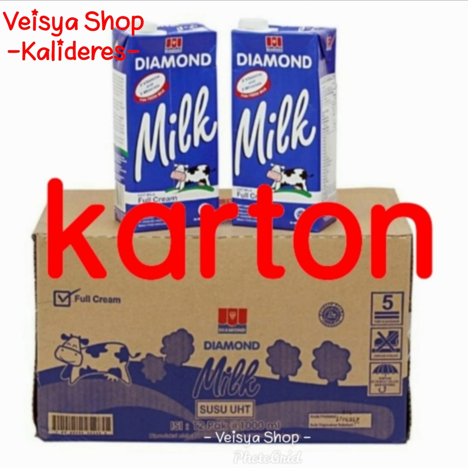 Jual Susu UHT Full Cream Diamond Milk Plain 1L 1000 ml 1 Liter 1000ml x ...
