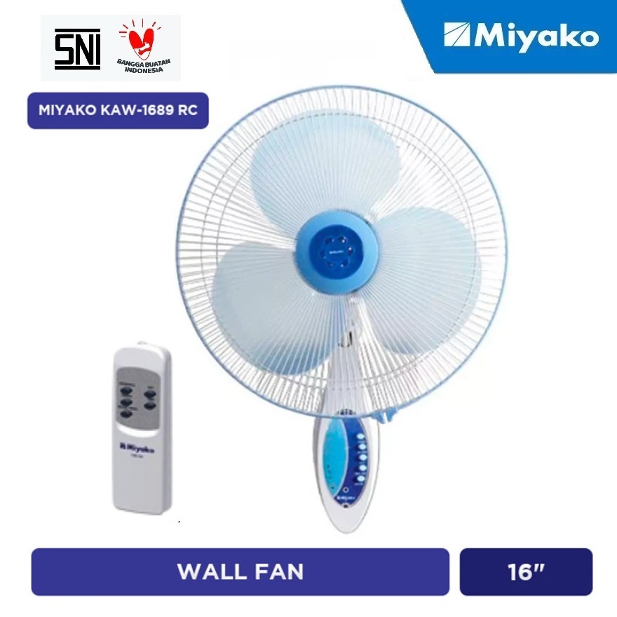 Promo MIYAKO KAW-1689 RC Kipas Angin Dinding (Wall Fan) Remote 16 inch ...
