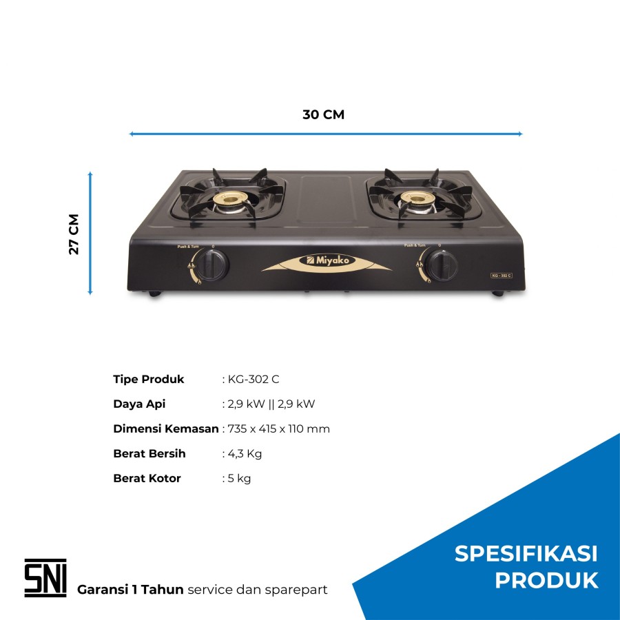 Promo Miyako Kg-302 C Kompor Gas 2 Tungku Diskon 29% Di Seller Miyako Rinnai Shimizu Official ...