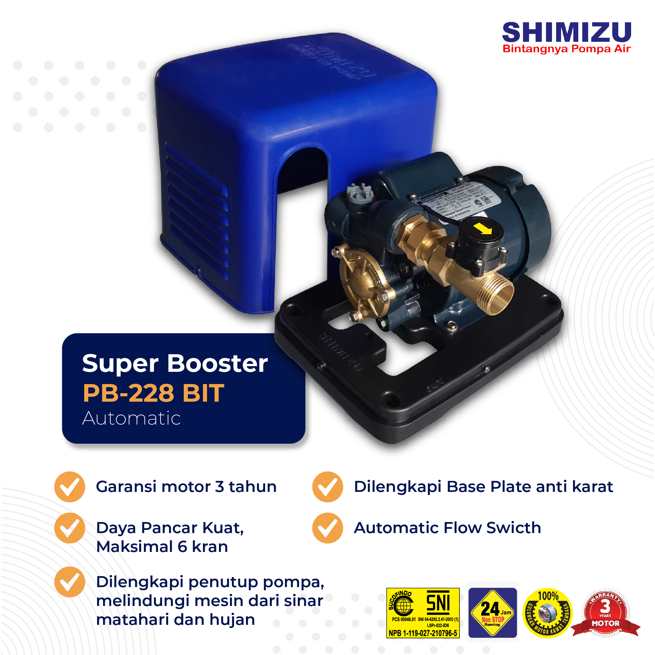 Jual SHIMIZU PB-228 BIT Pompa Dorong (Booster Pump) 200 Watt di Seller ...