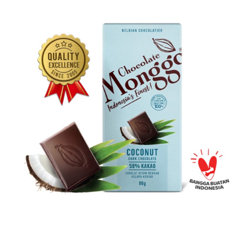 Jual Chocolate Monggo I Cokelat Hitam 58% Kakao Dengan Kelapa Kering I ...