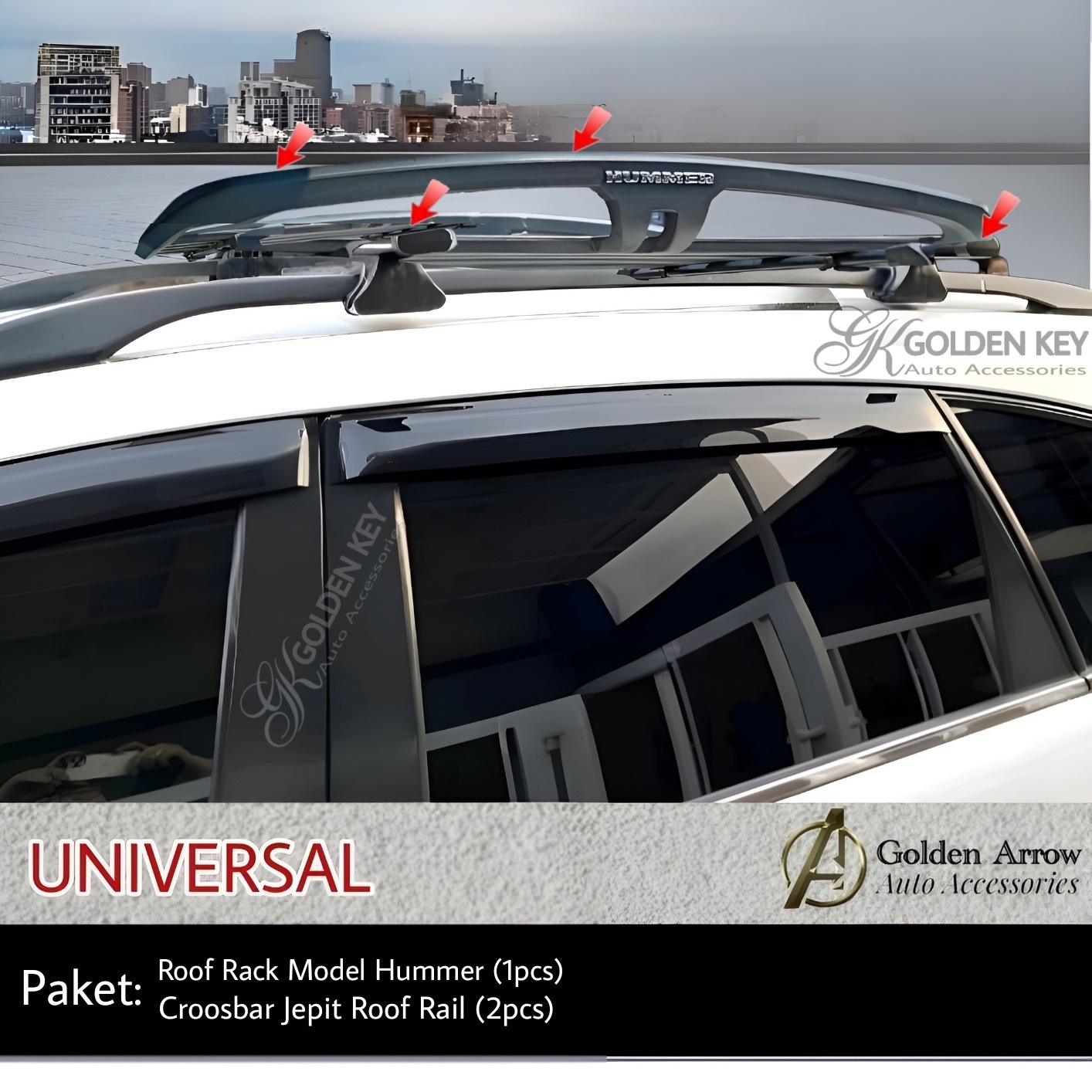 Jual PAKET Roof Rack Hummer + Crossbar Jepit Roof Rail Rak Bagasi Atas ...