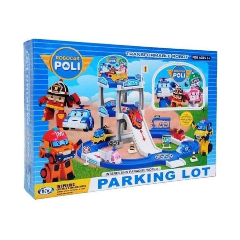 Jual Mainan Parking Lot Robocar Poli Amber Robo Car Parkiran Mobil ...
