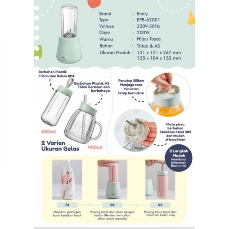 Jual Emily Portable Blender Travel Juicer [0.6 L/ Promo Pre-order] Di ...