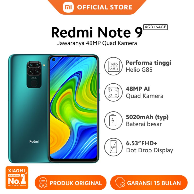 Jual Xiaomi Redmi Note 9 4GB+64GB Helio G85 48MP Quad Kamera 5020mAh 6. ...
