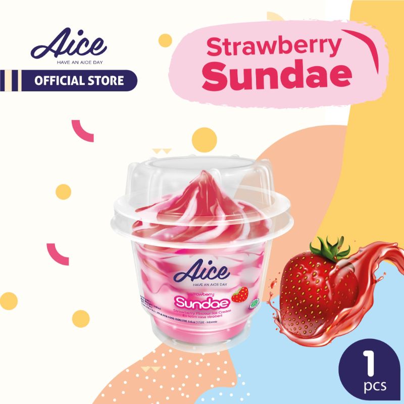 Jual AICE Strawberry Sundae Es Krim [100 mL] di Seller Aice Ice Cream ...