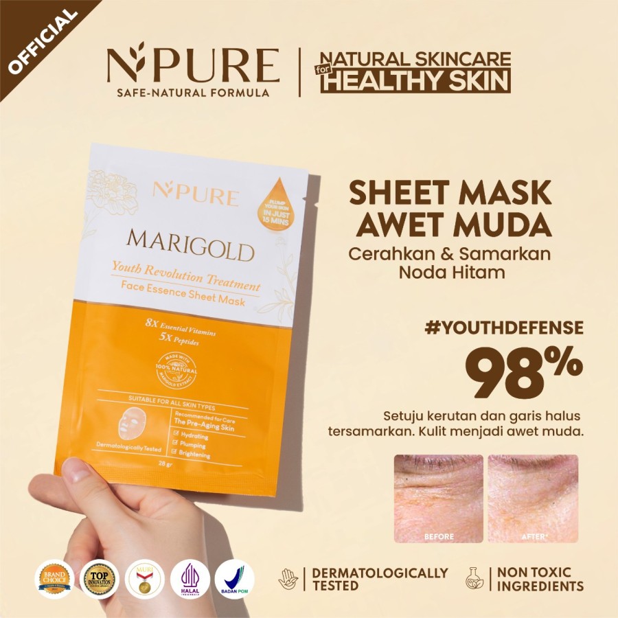 Promo NPURE Marigold Sheet Mask Youth Defense Diskon 10% di Seller ...
