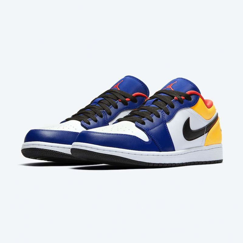 Jual Nike Air Jordan 1 Low Sepatu Sneakers Pria - White Navy Yellow ...