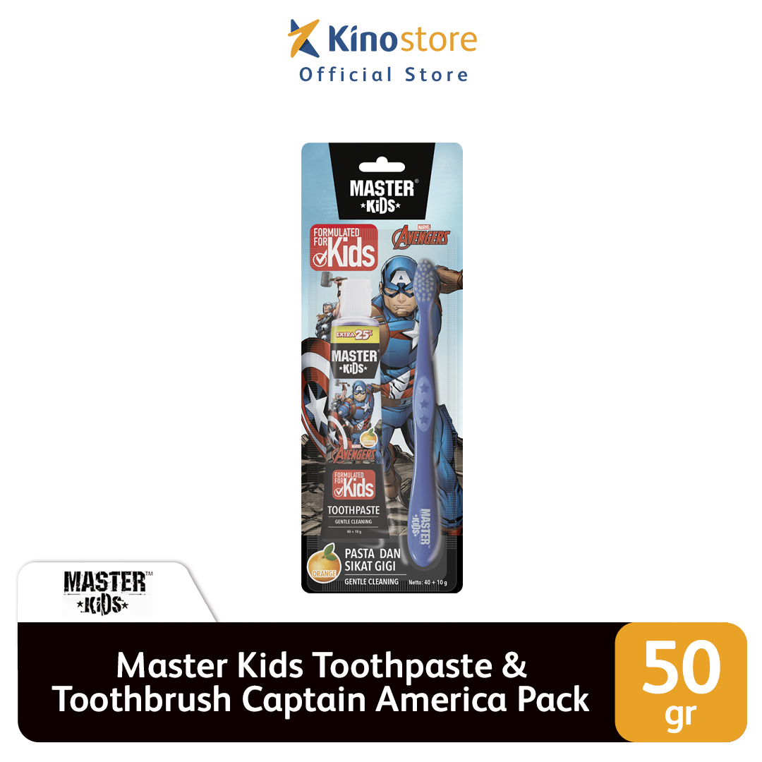 Promo Master Kids Captain America Toothbrush + Toothpaste [50 g] Diskon ...
