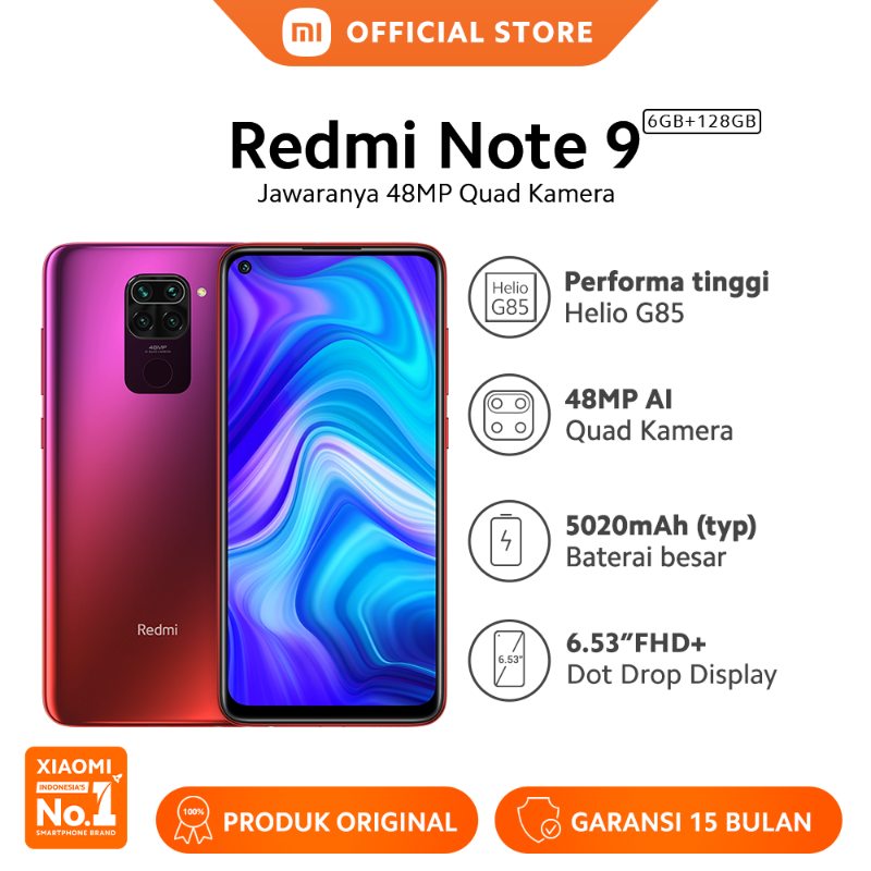Jual Xiaomi Redmi Note 9 Smartphone - Red [128 GB/6 GB/ Official Store ...