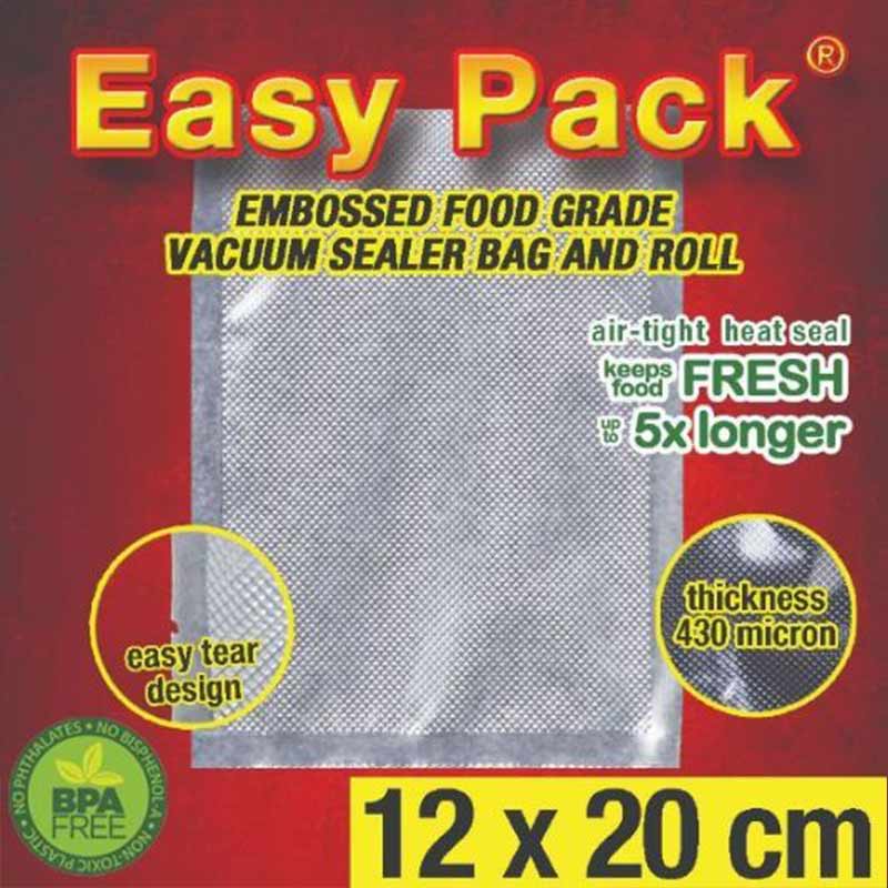 Promo 12x20 EASY PACK 430 MICRON 100 PCS VACUUM SEAL EMBOSSED PLASTIC ...