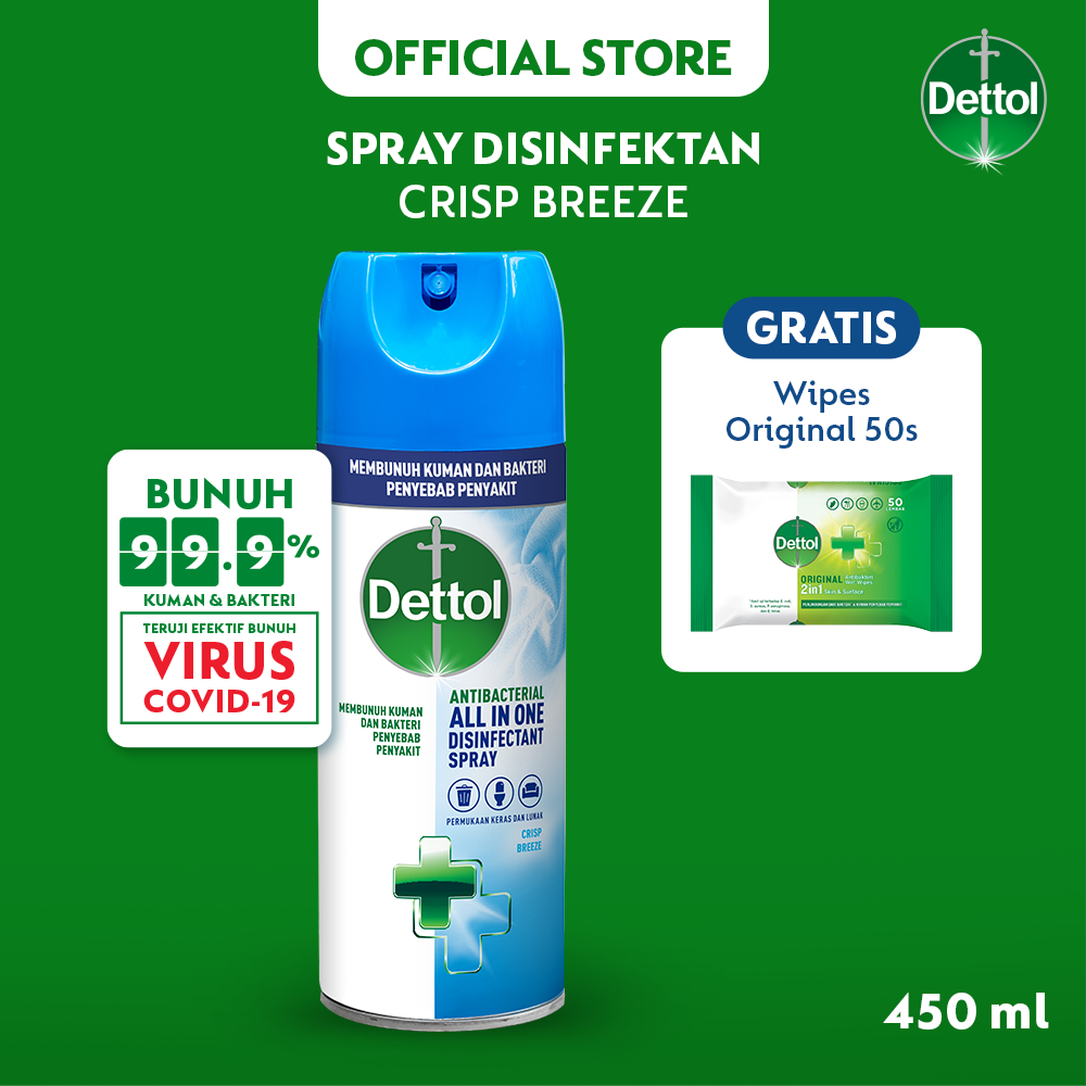 Promo Paket Disinfectant 2 - Dettol Crisp Breeze Disinfectant Spray ...