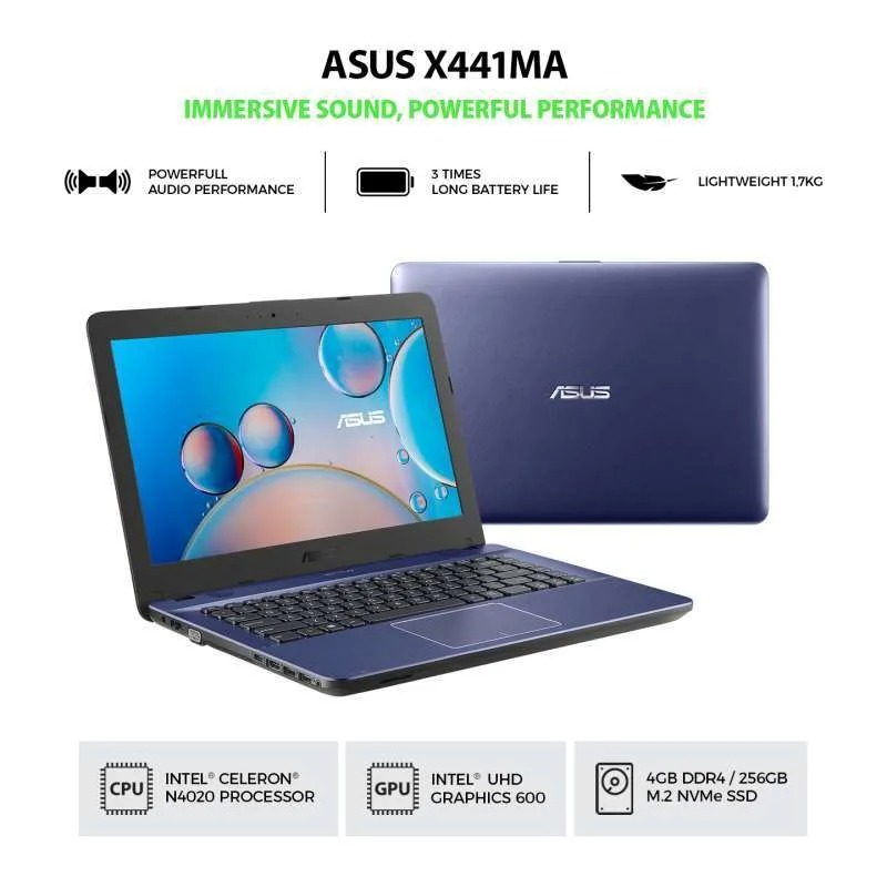 Jual Asus X441MA-GA034T Notebook - Peacock Blue [N4020/4GB/1TB HDD/ODD ...