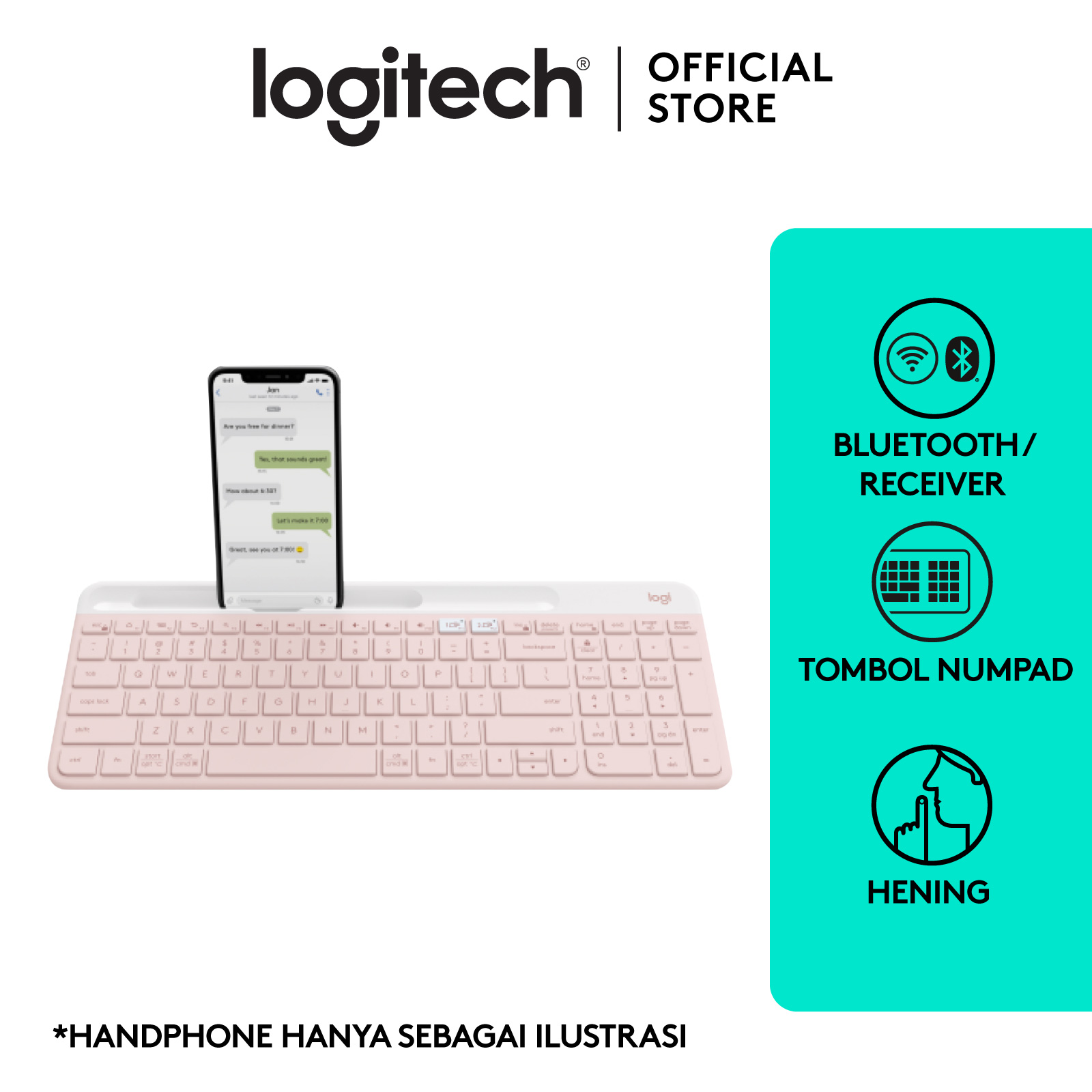 Promo Logitech K580 Slim Multi-Device Keyboard Rose Diskon 31% di Seller Logitech Official Store ...