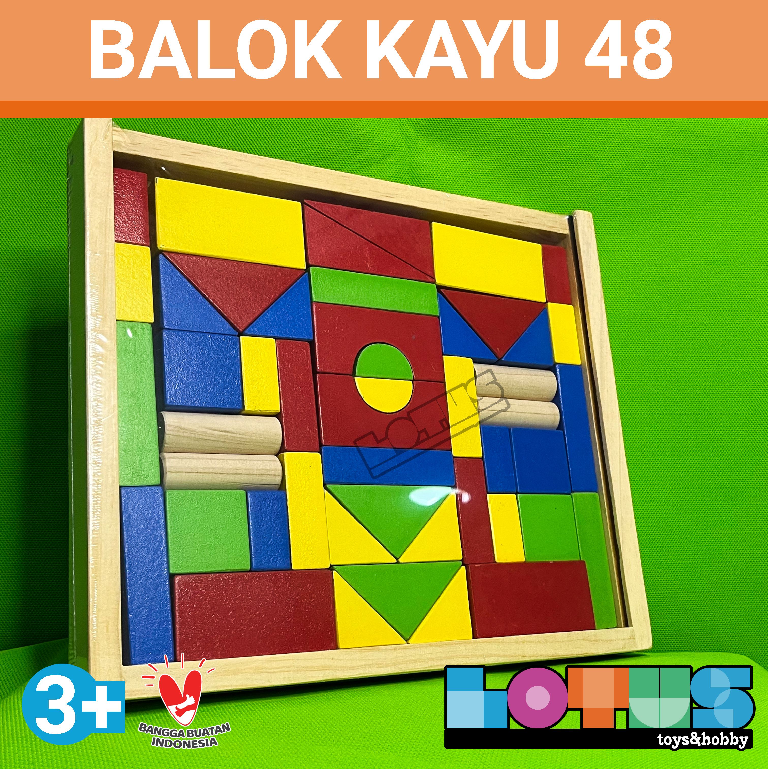 Jual Mainan Kayu Montessori Balok Kayu City Block 48 Pcs di Seller ...