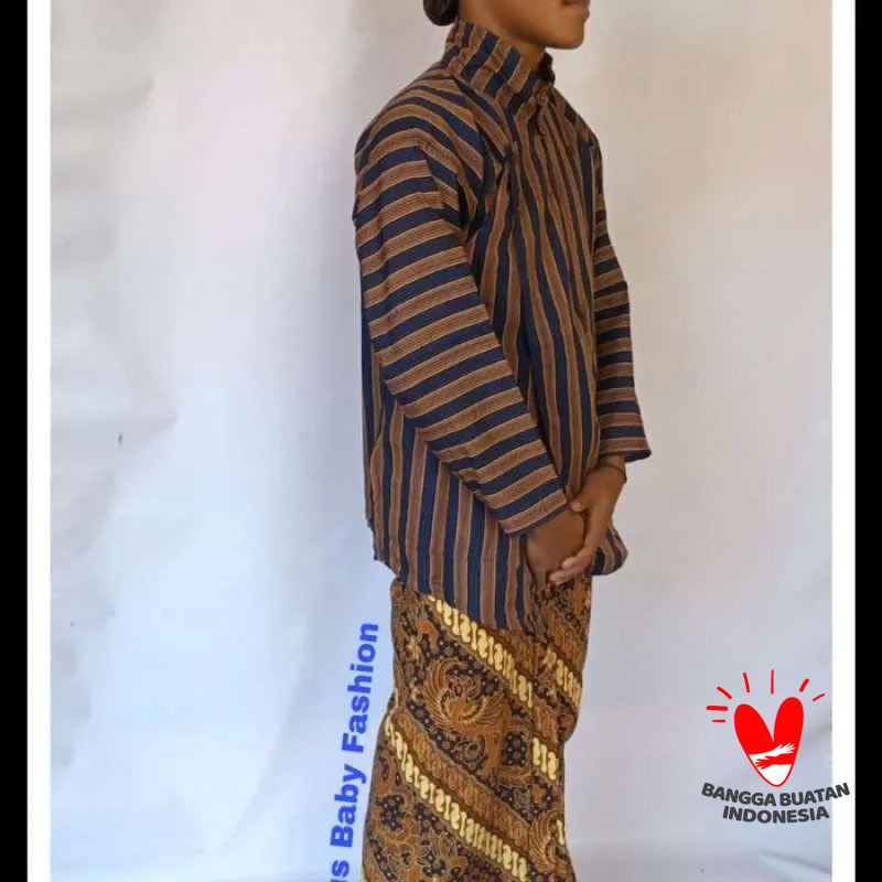 Jual Baju Surjan Lurik Adat Jawa Warna Biru Set Jarik Blangkon Di ...