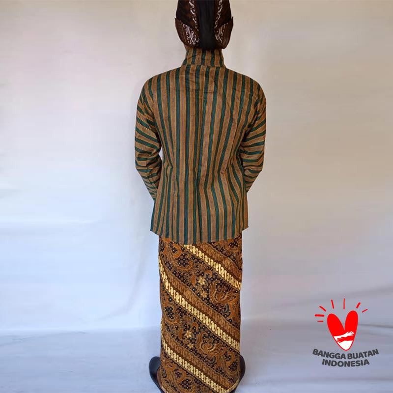 Jual Surjan Lurik Pria Warna Hijau Setelan Jarik Blangkon Di Seller ...