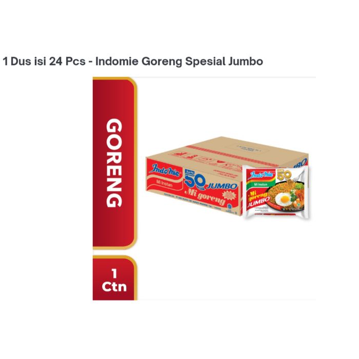 Promo Indomie Goreng Spesial Jumbo [24 Pcs X 129 Gr] Diskon 26% Di ...