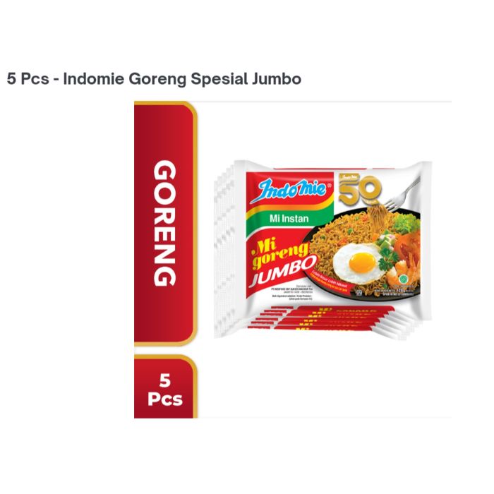 Promo Indomie Goreng Spesial Jumbo [5 pcs x 129 gr] Diskon 28% di ...