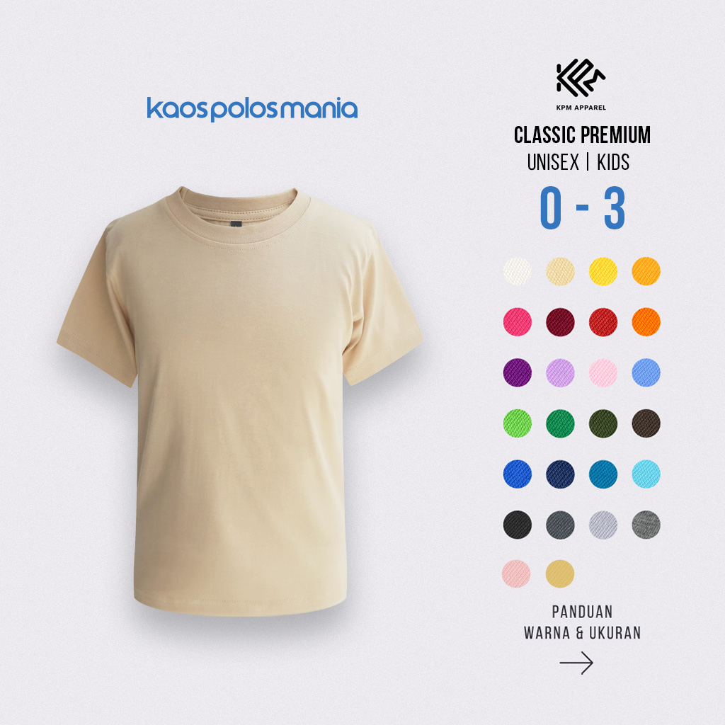 Promo Kaos Polos KPM Apparel Classic Premium Anak Size 3 Diskon 50% di ...