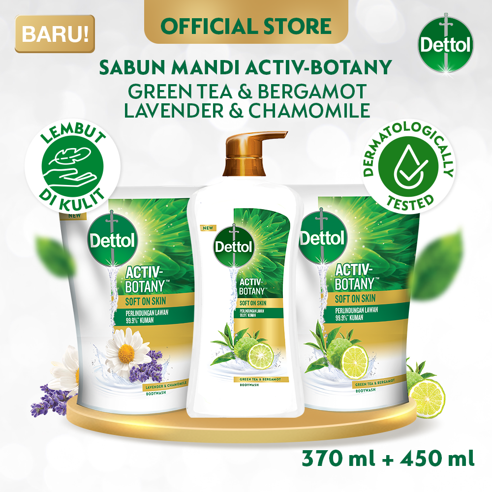Jual Dettol Sabun Mandi Cair Activ Botany Green Tea Bergamot Pump [450