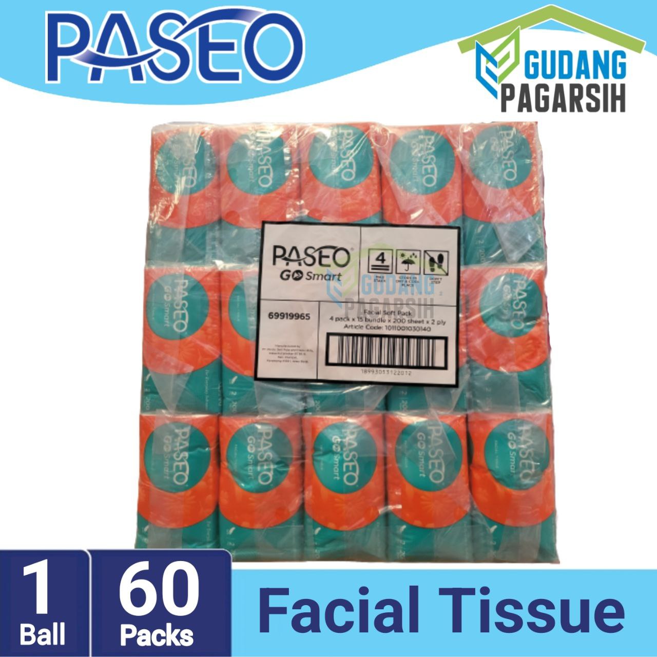 Promo PASEO Go Smart Facial Tissue 200 Sheet/ 2 Ply [1 Ball isi 60 ...