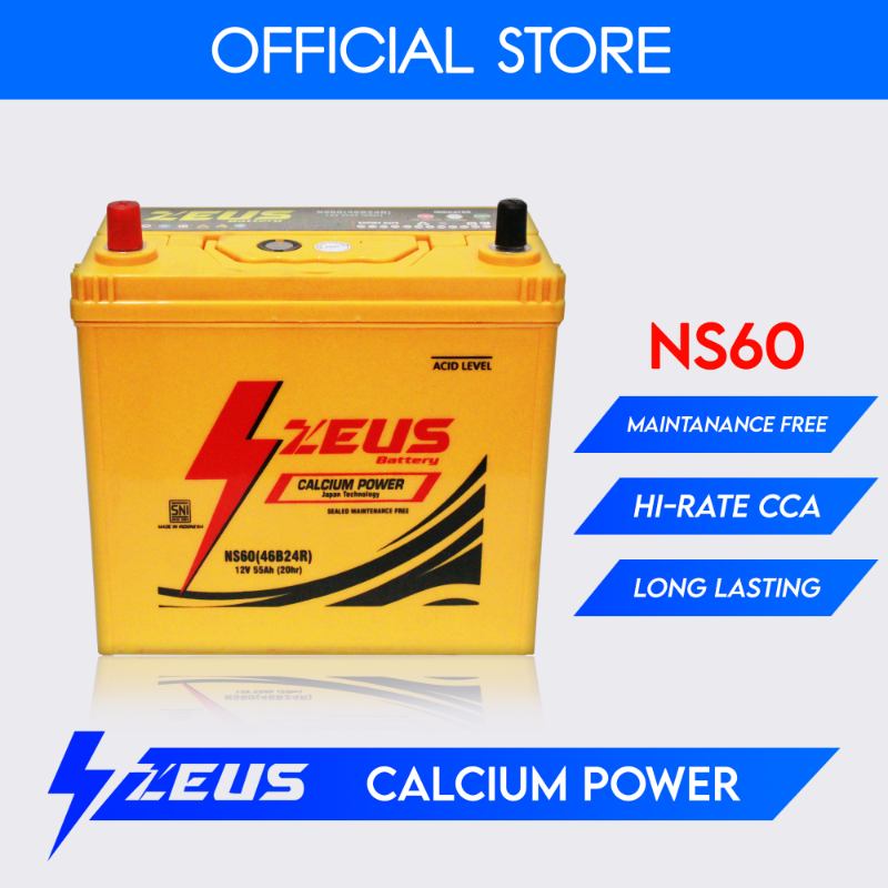 Jual Zeus Battery NS60 (46B24R) Aki Rush / Hilux / Etios Valco Aki Kering 12v / 55Ah di Seller ...