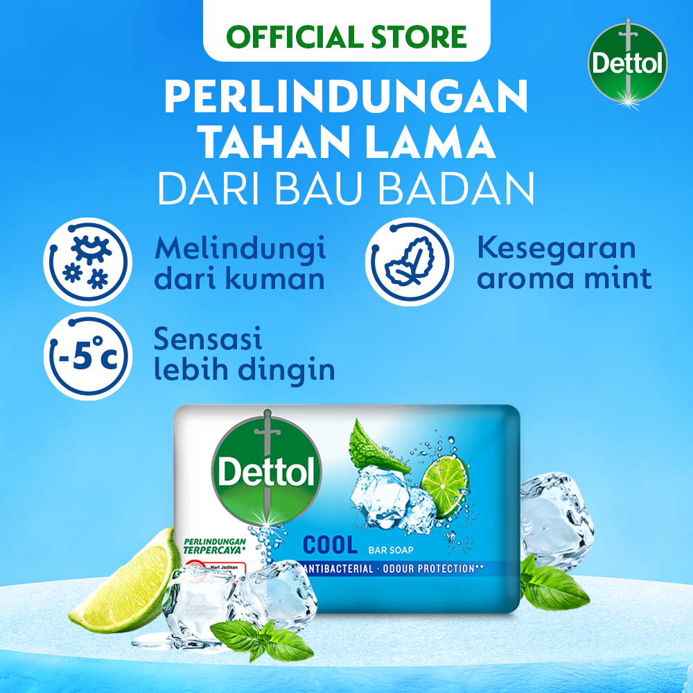 Promo Dettol Cool Anti-Bakteri Sabun Mandi [100 g/5 pcs] Diskon 20% di Seller Reckitt Benckiser ...