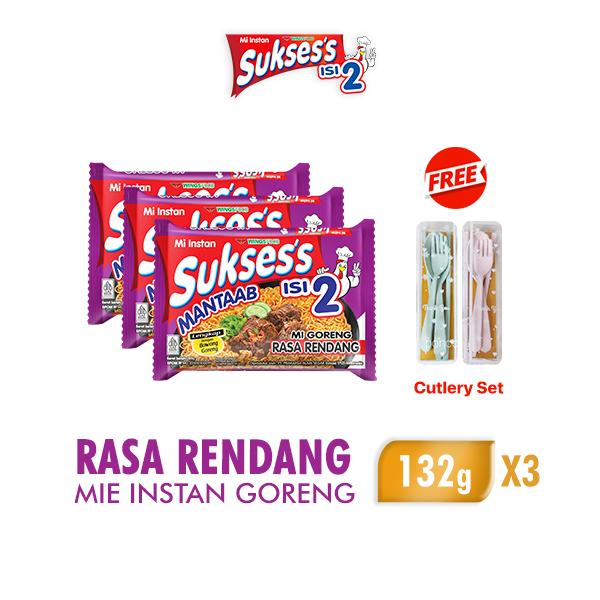 Jual Sukses Mi Instant Goreng Rasa Rendang 132 g Free Cutlery Set [3 Pcs] di Seller Sedaap Mie ...