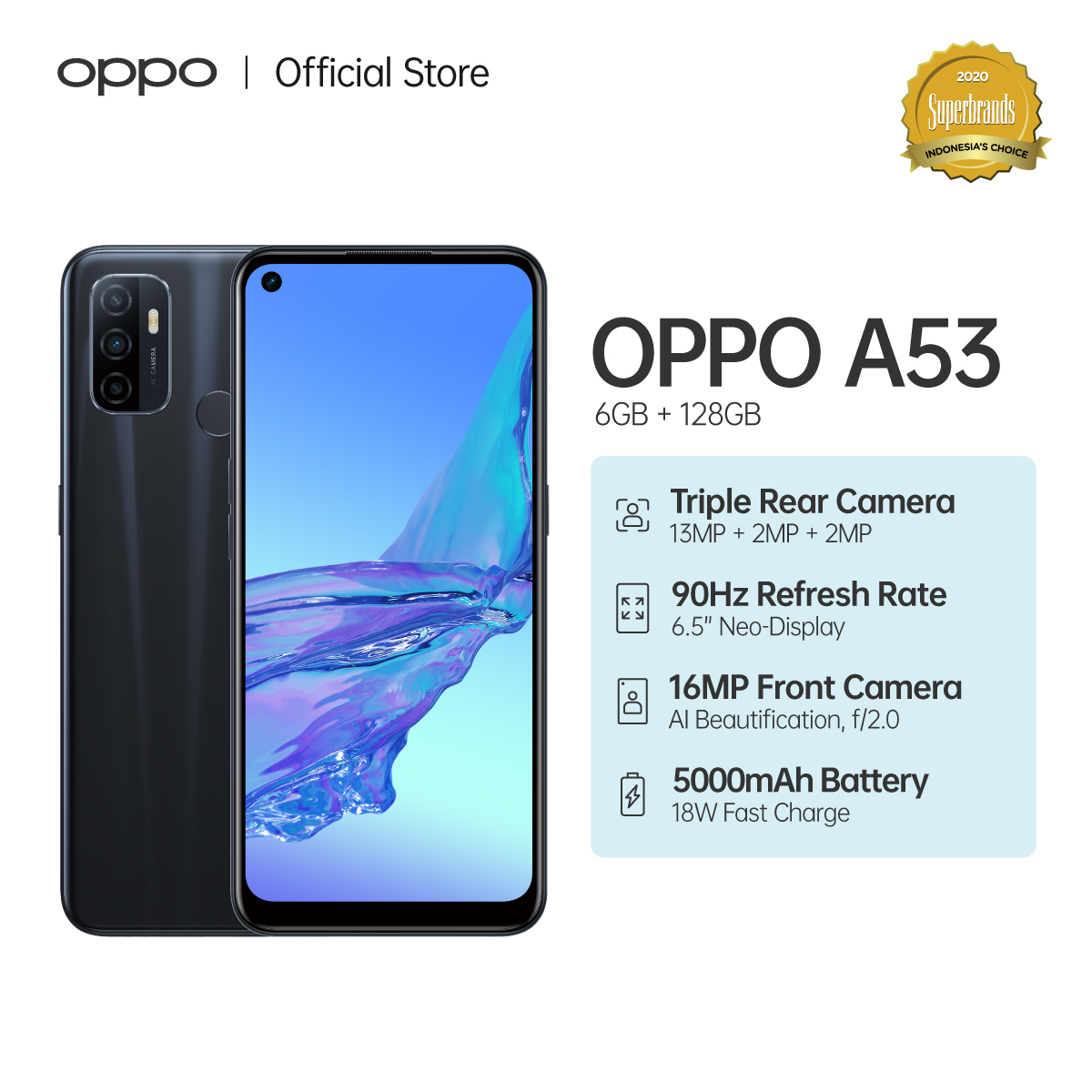 Jual OPPO A53 Smartphone [6 GB/ 128 GB/ Garansi Resmi Oppo] - REPACK di ...