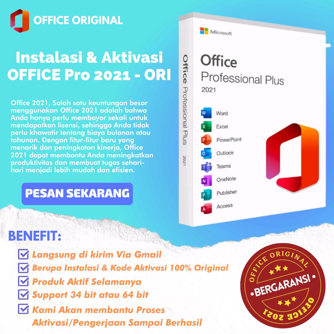Jual Instalasi Dan Aktivasi Microsoft Office 2021 Ori Lisence Lifetime ...