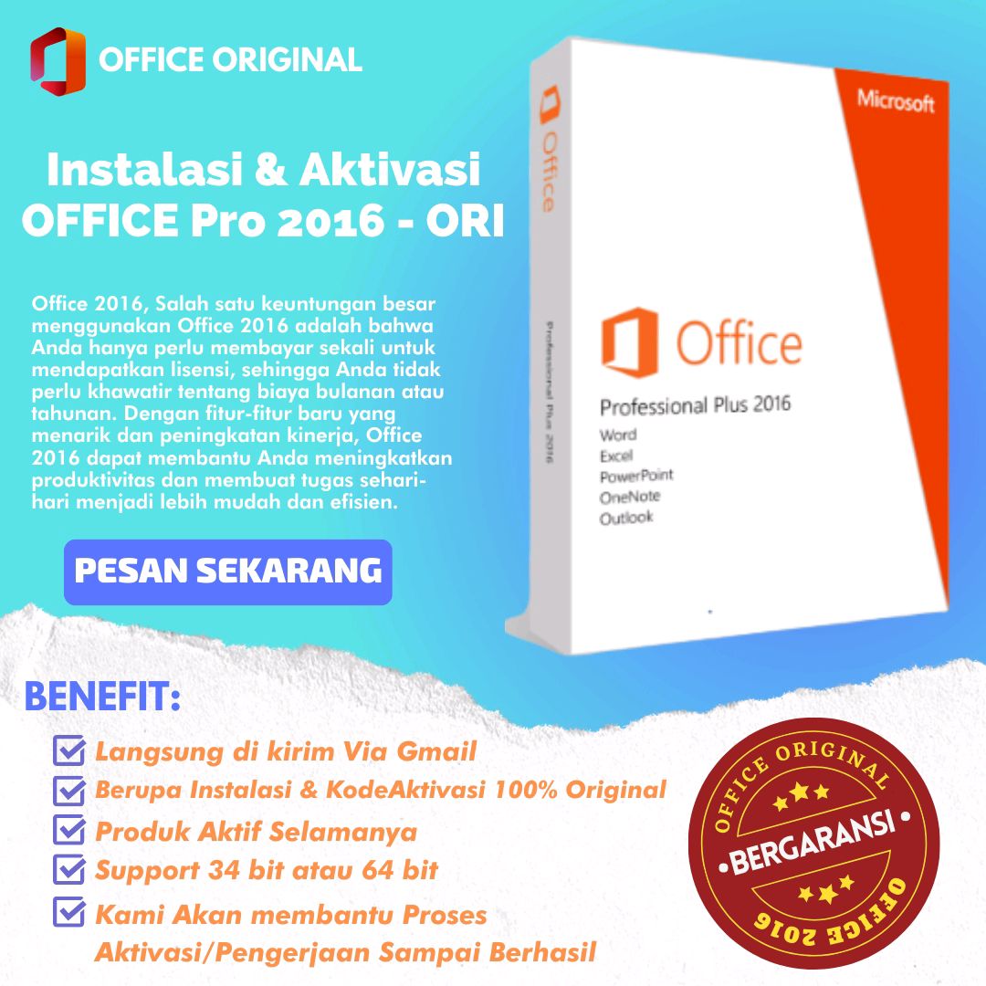Promo Instalasi dan Aktivitasi Microsoft Office 2016 ORI Lisence Lifetime Support Windows Diskon ...