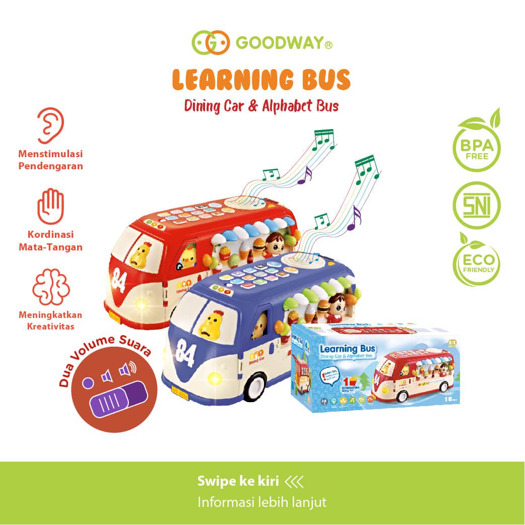 Promo Goodway Learning Bus Toys (dining Car & Alphabet Bus) Blue Mainan ...