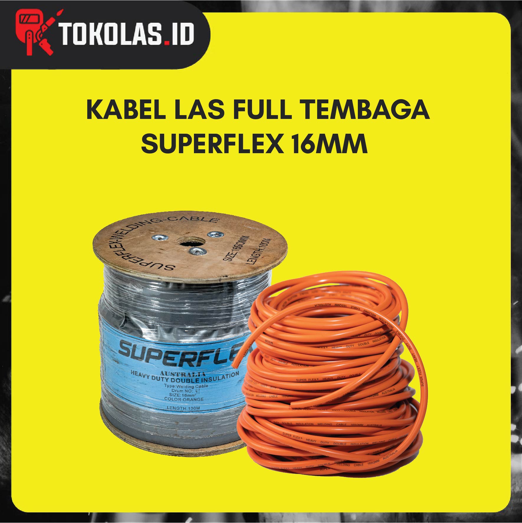 Jual 5 Meter Kabel Las Full Tembaga Superflex 16mm di Seller Tokolas.id ...