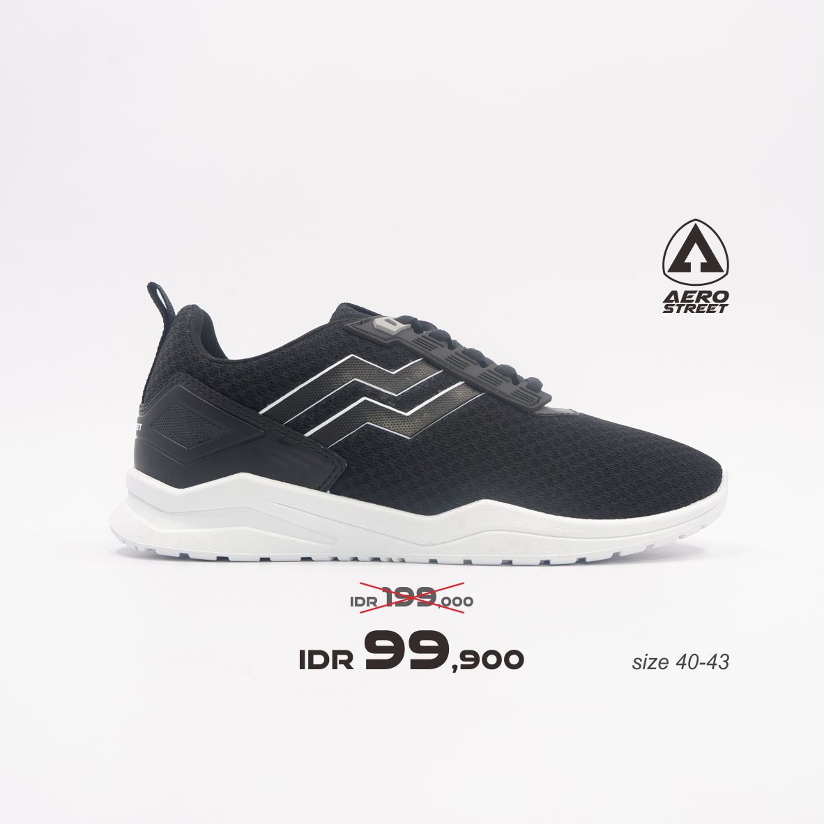 Jual Aerostreet 40-43 Vorta Hitam - Sepatu Sneakers Casual Sport ...