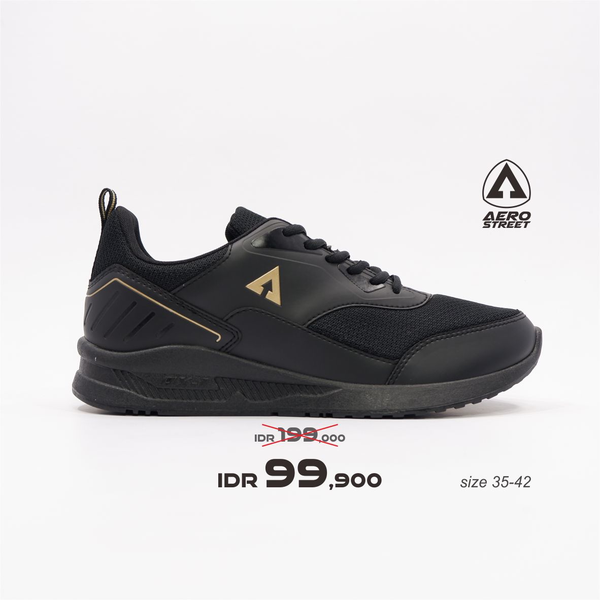 Jual Aerostreet 35-42 Tiger Hitam Emas - Sepatu Sneakers Casual Sport ...