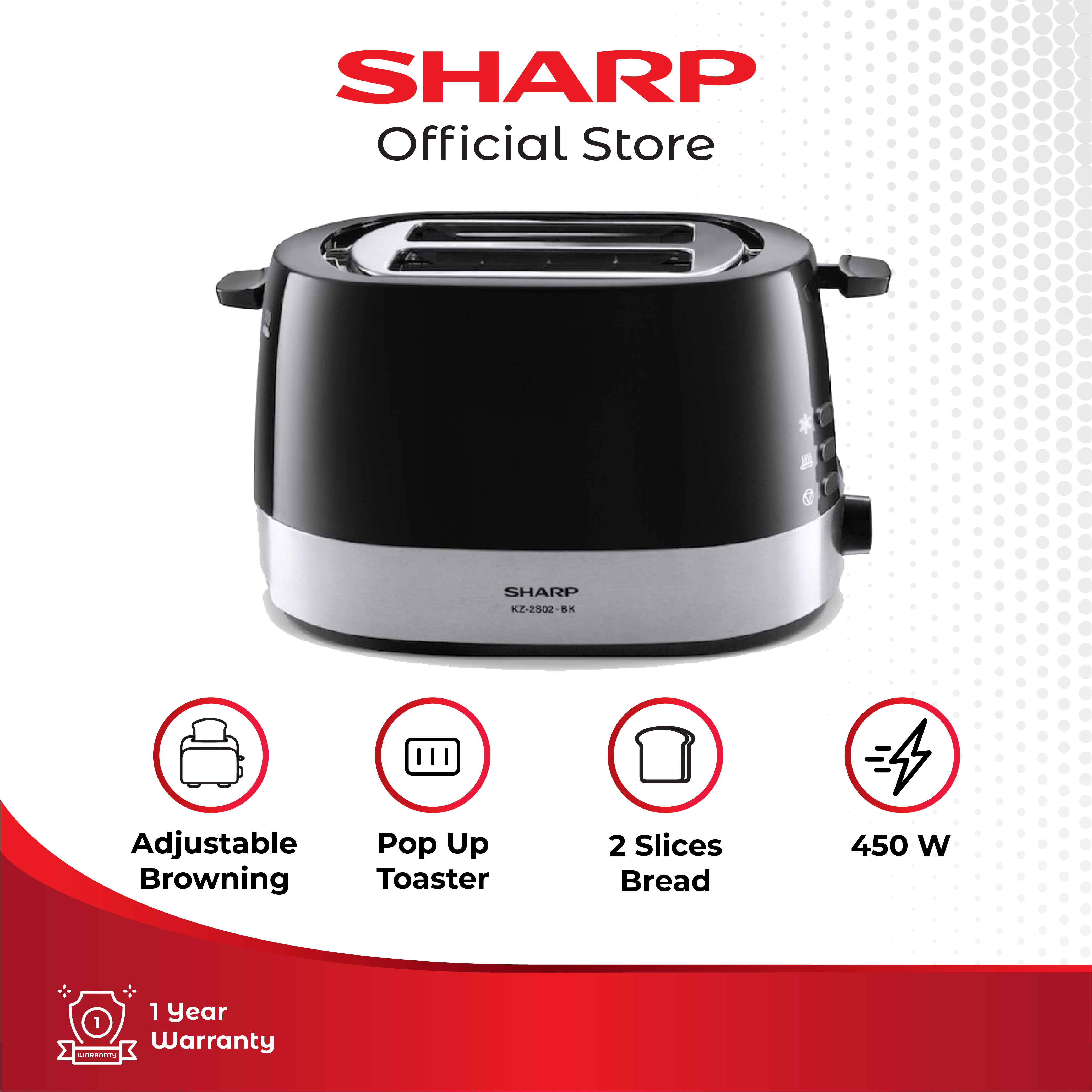 Jual SHARP KZ-2S02-BK Pop-Up Sandwich Toaster 450 Watt - Black - -- di ...