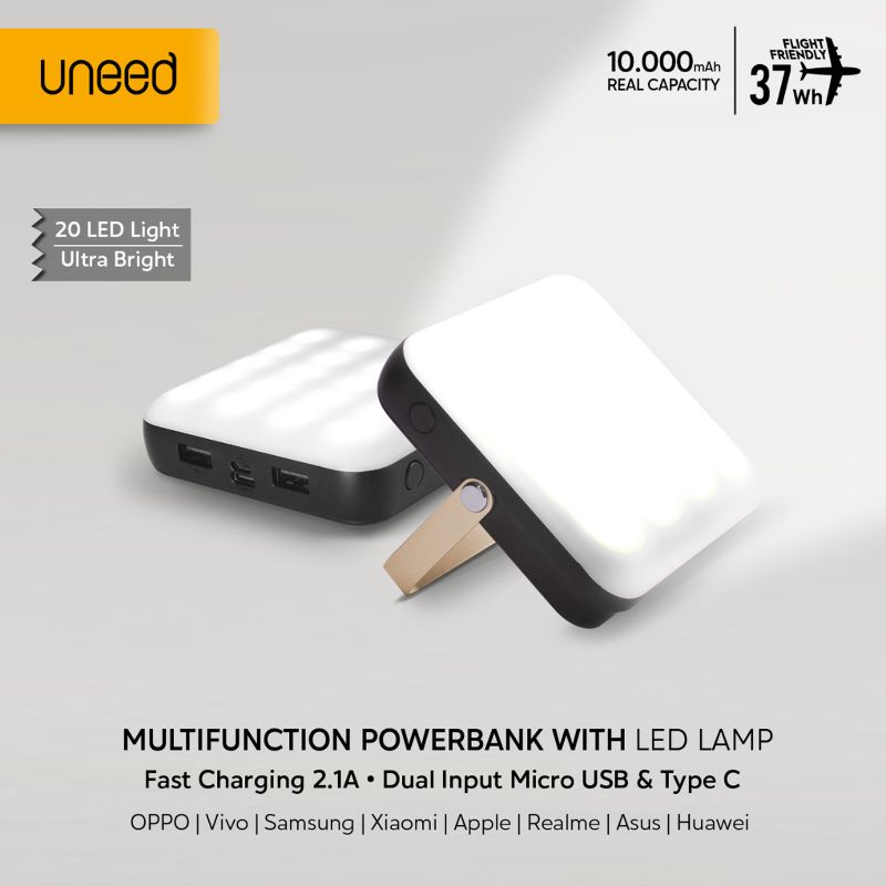 Promo UNEED Powerbank 10000mAh Fast Charging with Emergency Lamp ...