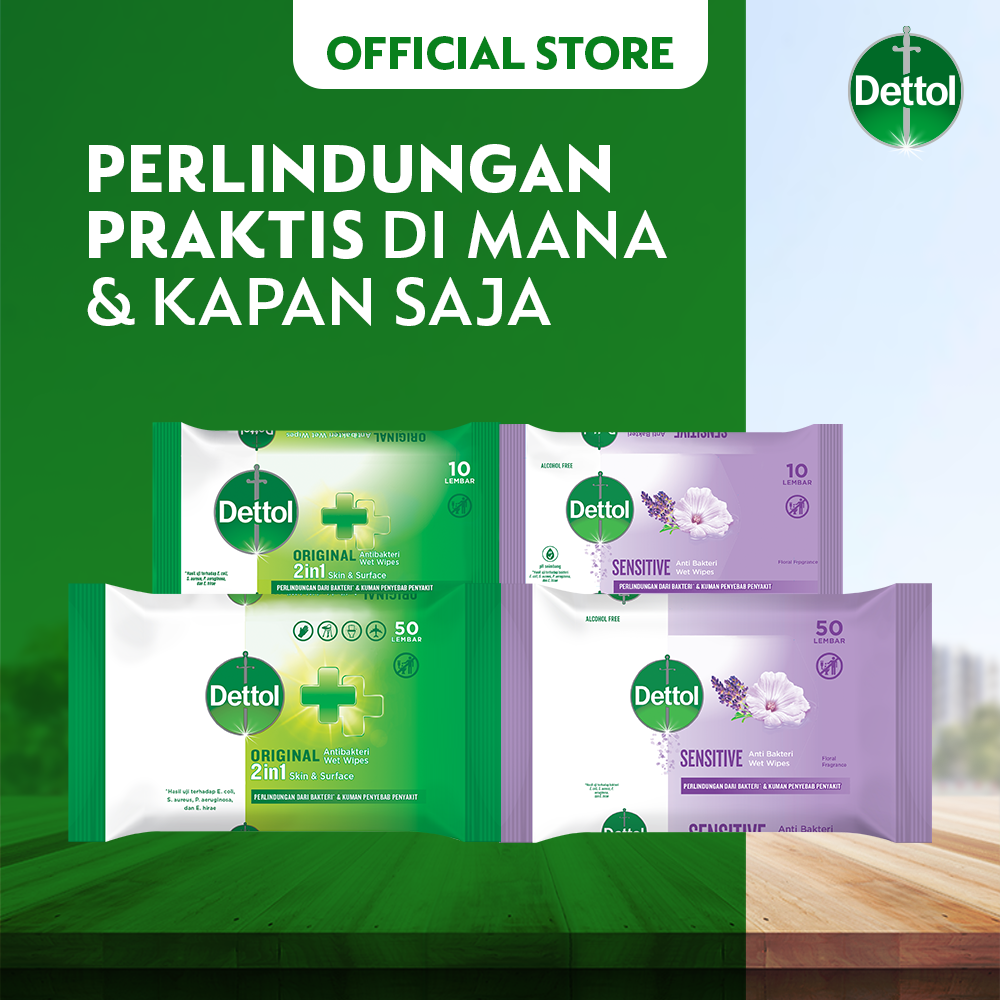 Promo Dettol Wipes Tissue Basah 10 Sheets - Anti Kuman Dan Anti Bakteri ...