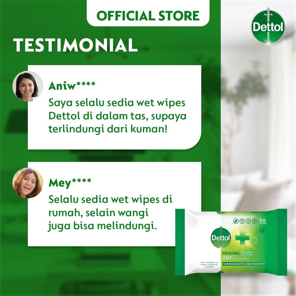 Promo Dettol Wipes Tissue Basah 10 Sheets - Anti Kuman Dan Anti Bakteri ...