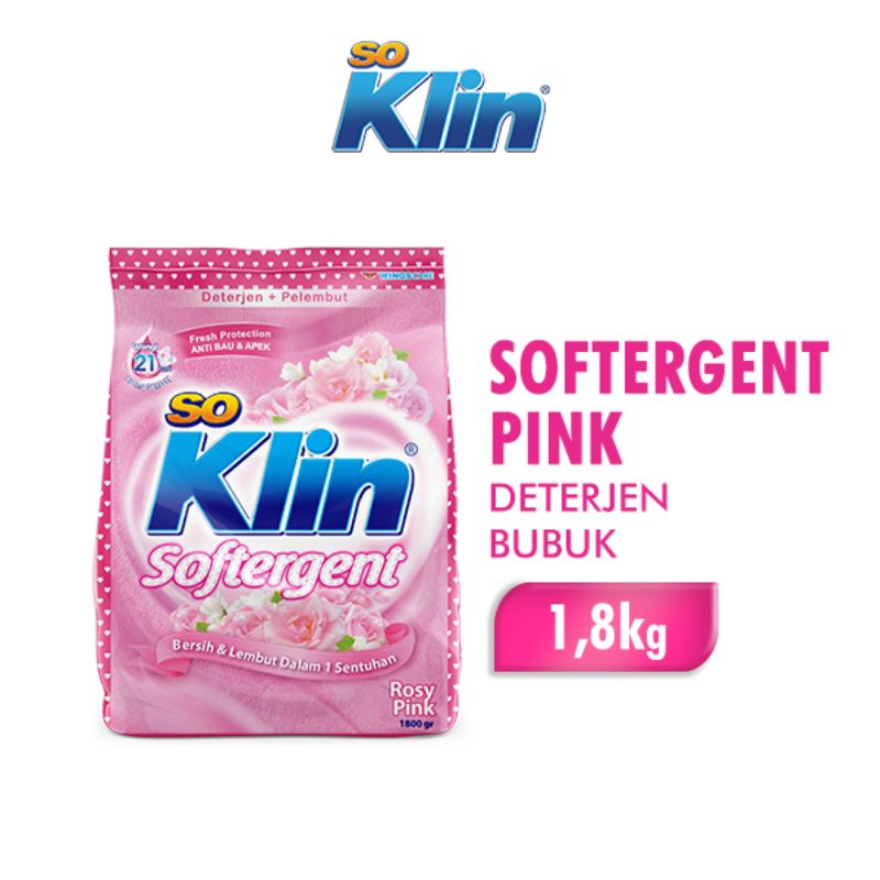 Promo So Klin Softergent Rosy Pink Detergent 1800 G Diskon 18 Di Seller Wings Official Store