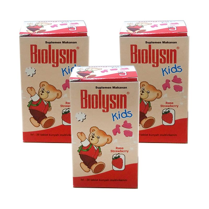 Jual Biolysin Kids Strawberry Multivitamin Anak [3 Pcs/30 Tab] di ...