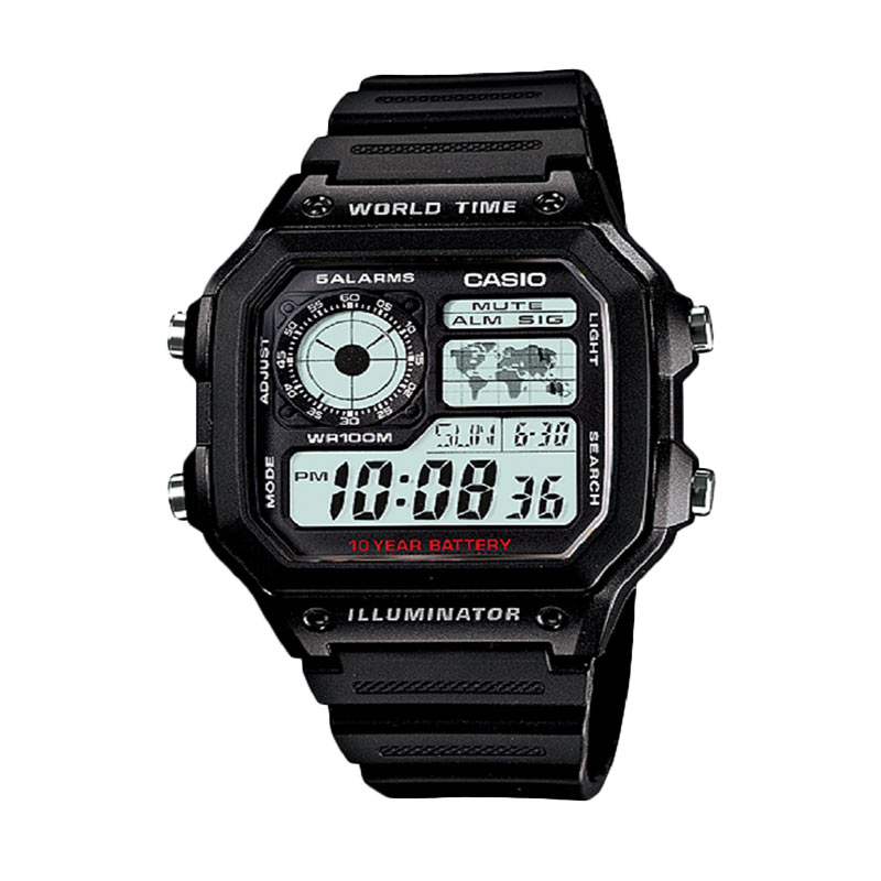 Promo Casio AE-1200WH-1AVDF Jam Tangan Pria - Karet Hitam Diskon 35% di Seller Tri Arloji ...