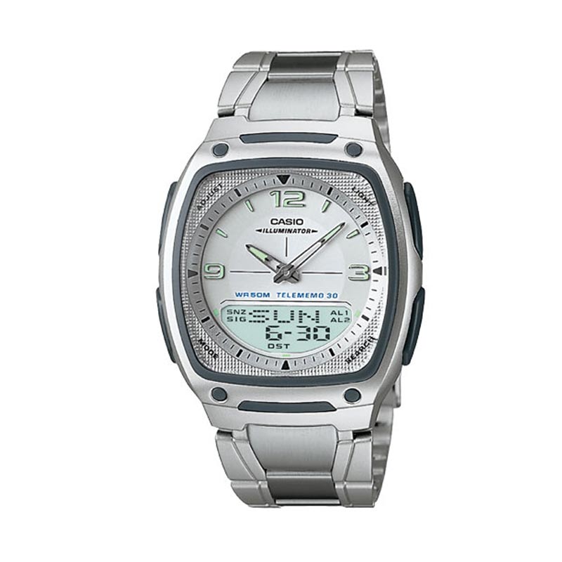 Jual CASIO AW-81D-7A Ana-Digi Databank Silver White Jam Tangan Pria di ...