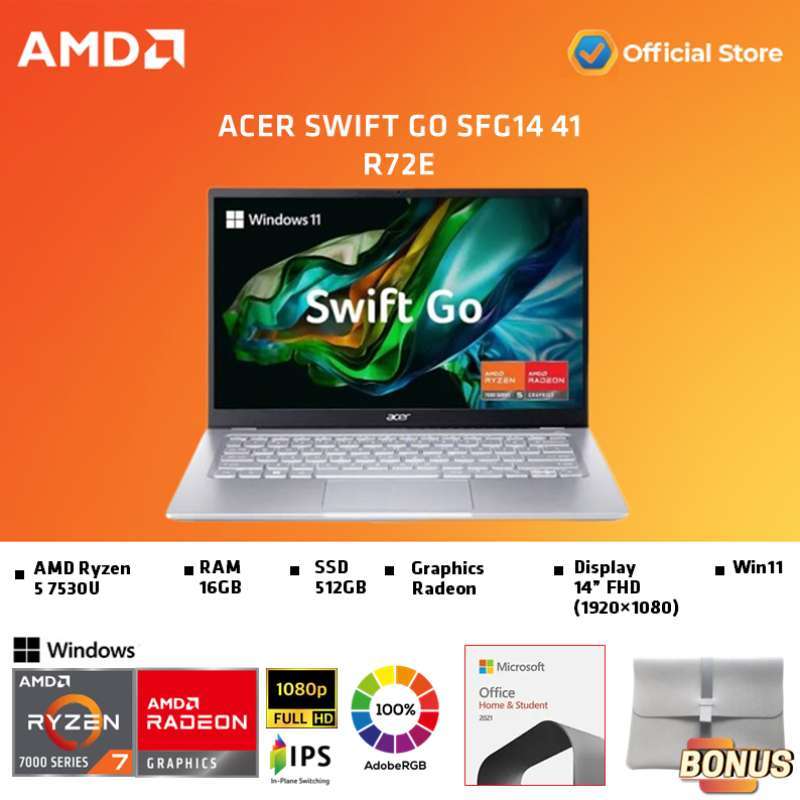 Promo Acer Swift Go Ultrathin Sfg14-41-r72e | Ryzen 5 7530u 16gb 512ssd ...
